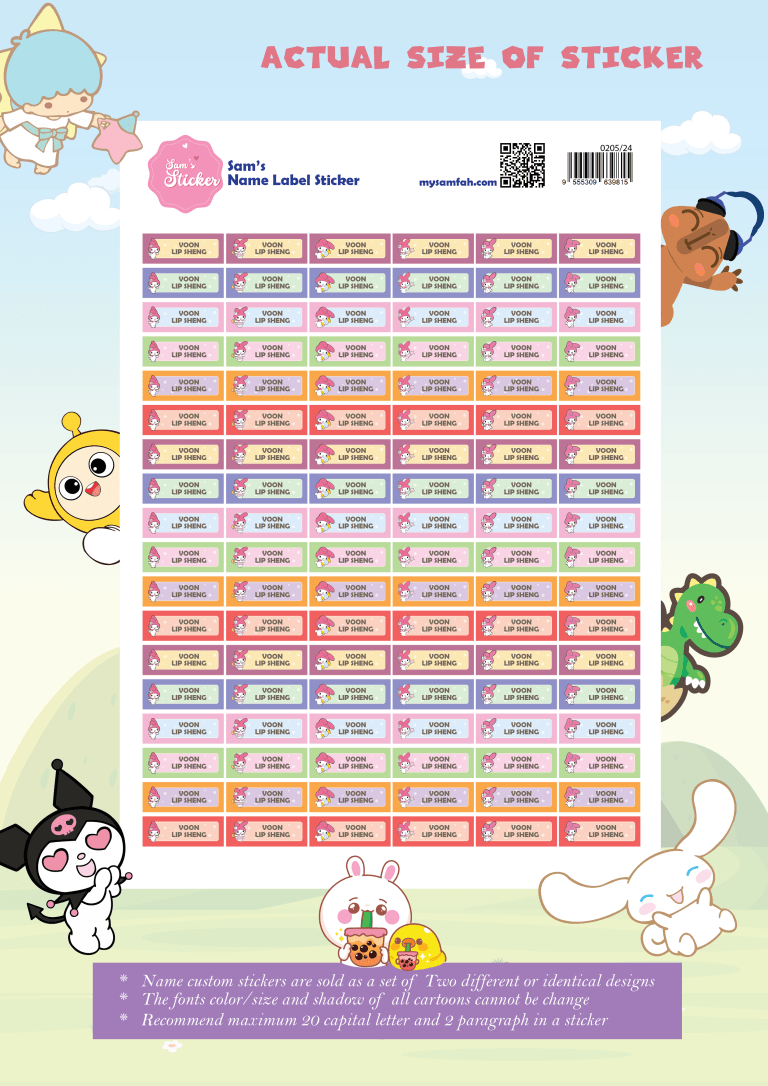 SAM’S CARTOON MINI NAME LABEL STICKER 2.1CM×0.8CM – Samfah